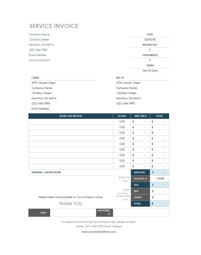 50 Simple Service Invoice Templates [MS Word] - TemplateArchive